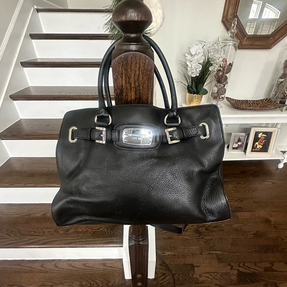 Michael Kors | Bags | Authentic Michael Kors Hamilton Bag Black Leather ...